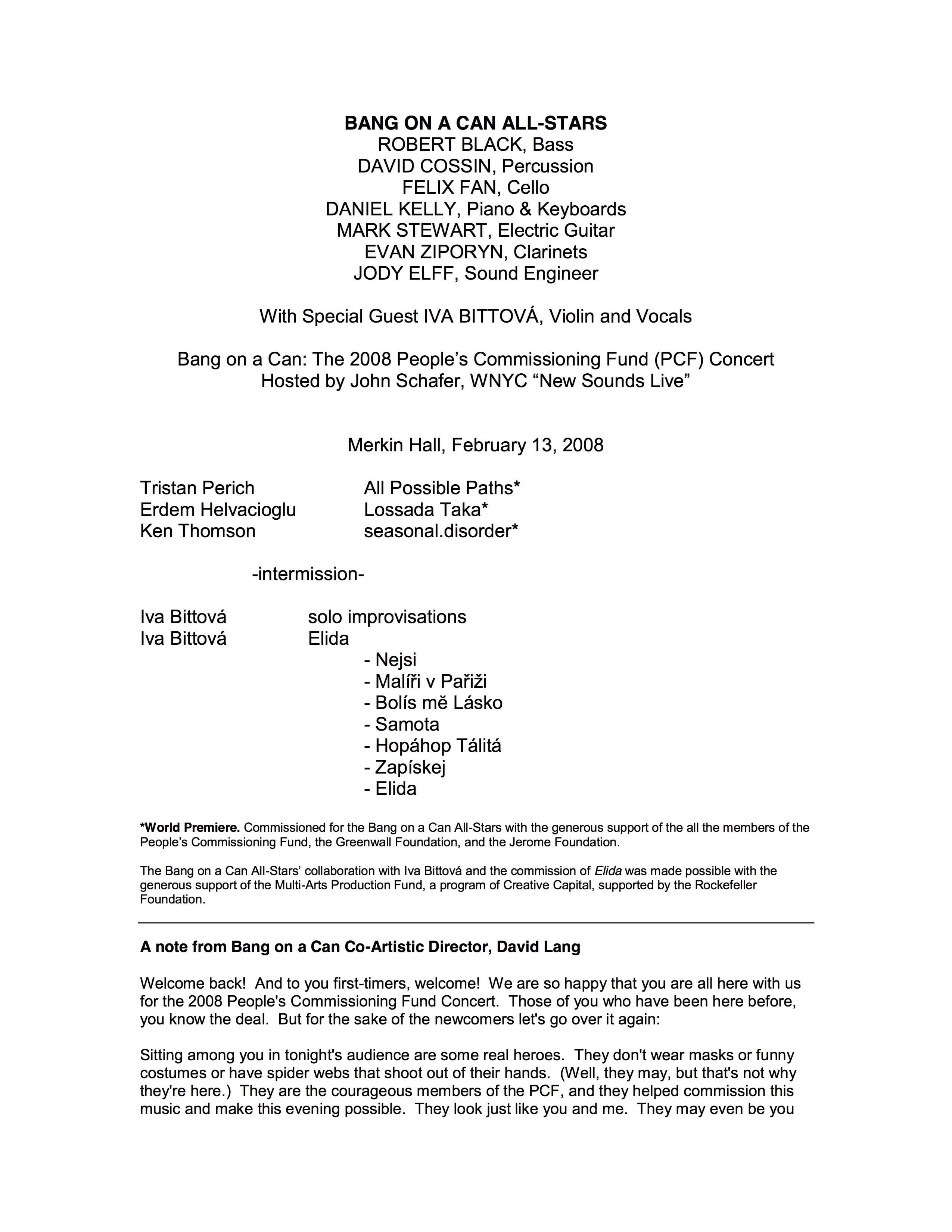 2008 People's Commissioning Fund Program – CanLand - The Bang on a Can ...