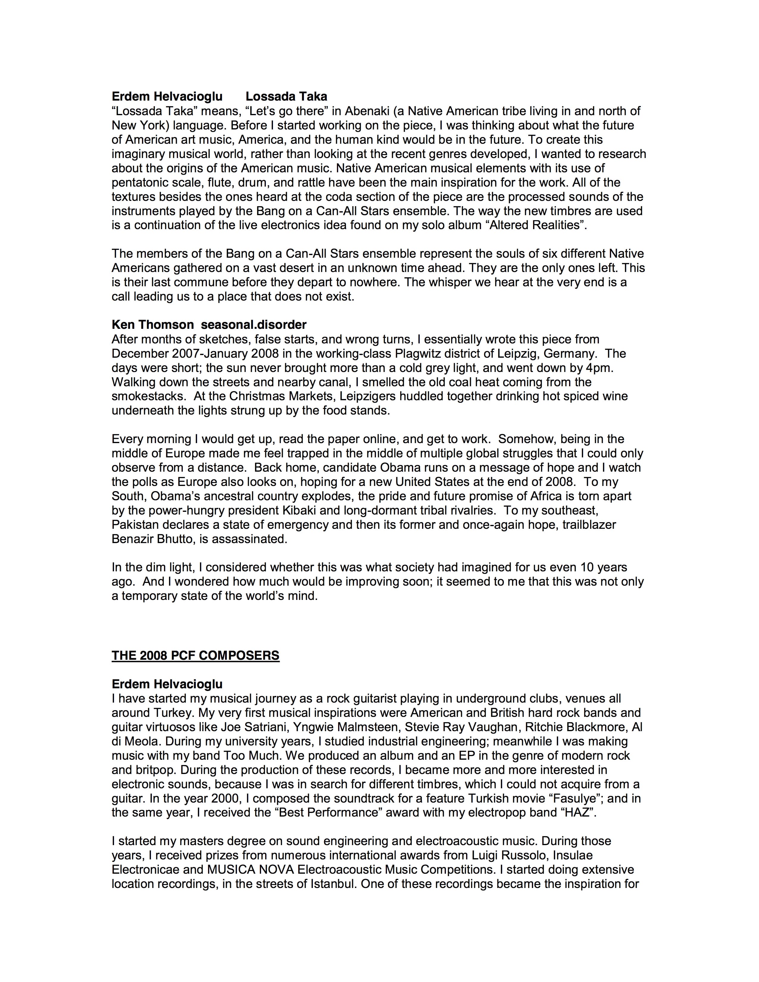 2008 People's Commissioning Fund Program – CanLand - The Bang on a Can ...