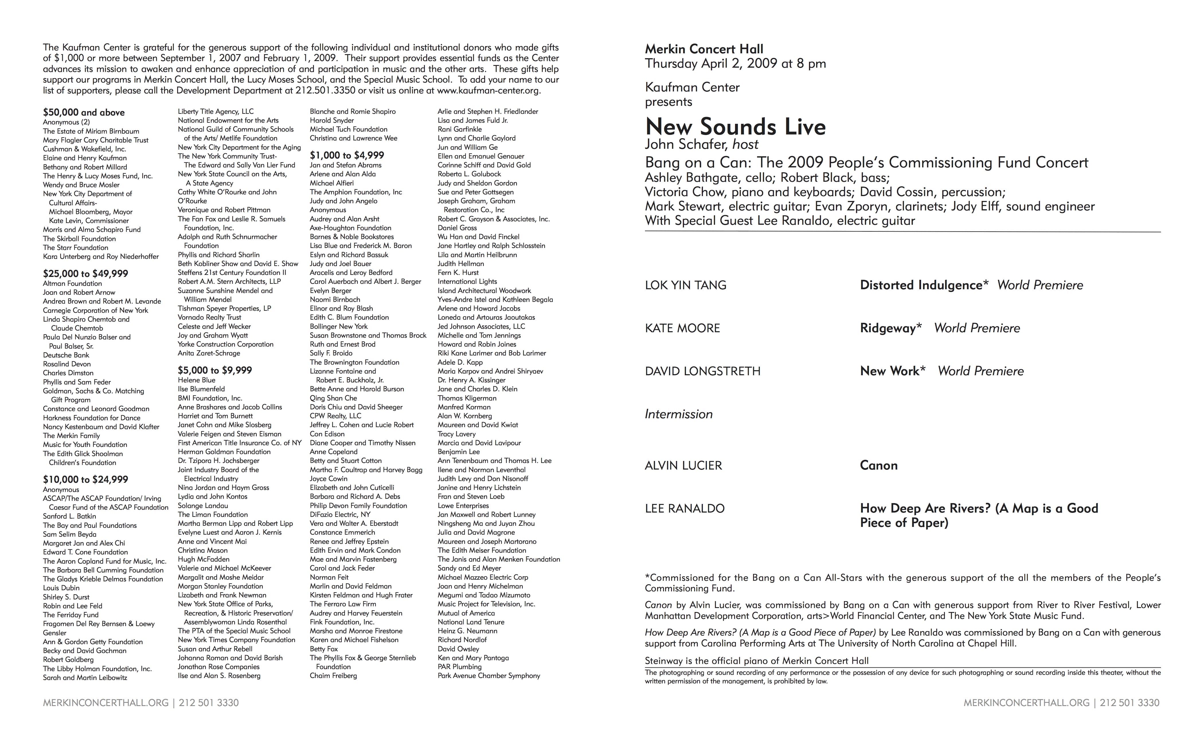 2009 People's Commissioning Fund Program – CanLand - The Bang on a Can ...